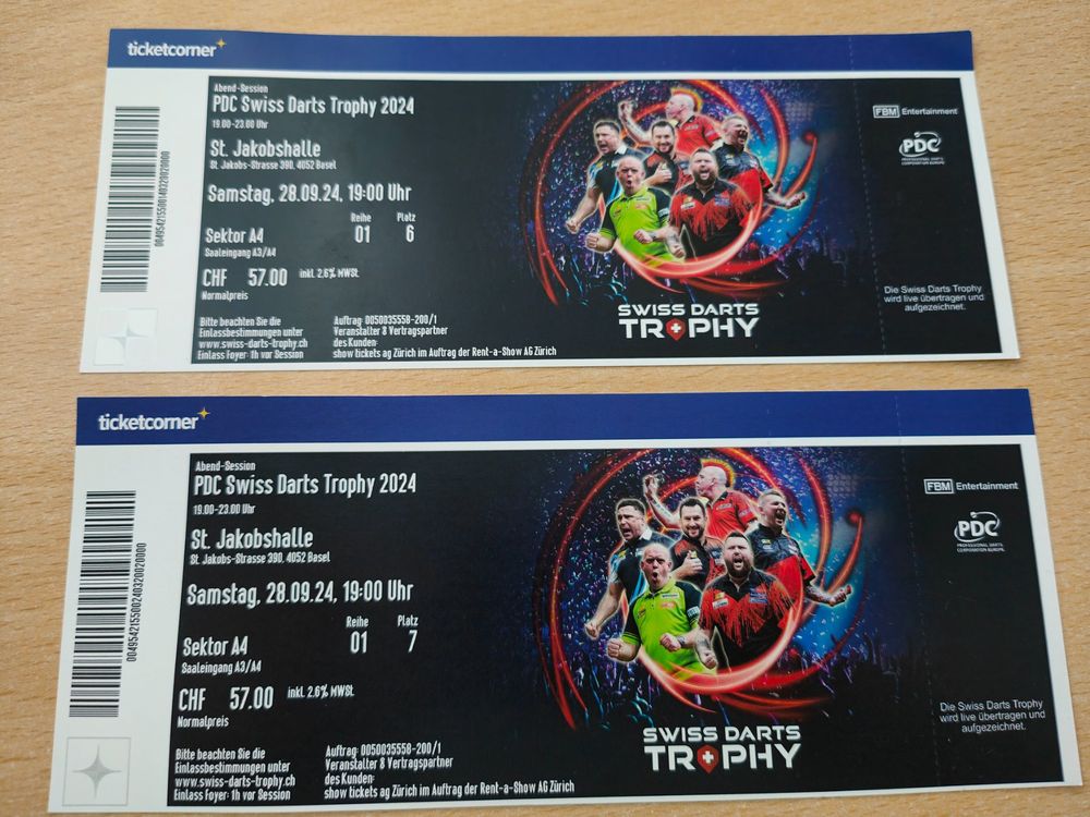 Tickets PDC Swiss Darts Trophy Basel (Neu und originalverpackt) in ...