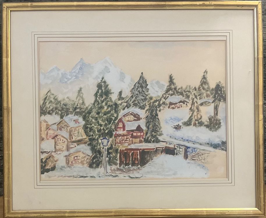 Bündner Winterlandschaft Gemälde , Unleserlich Signiert | Acheter sur Ricardo