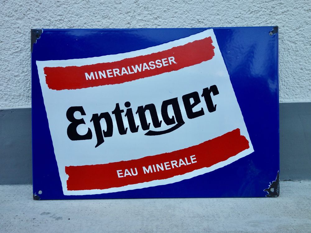 REKLAME EMAILSCHILD EPTINGER MINERALWASSER EAU MINERALE (Gebraucht) in ...