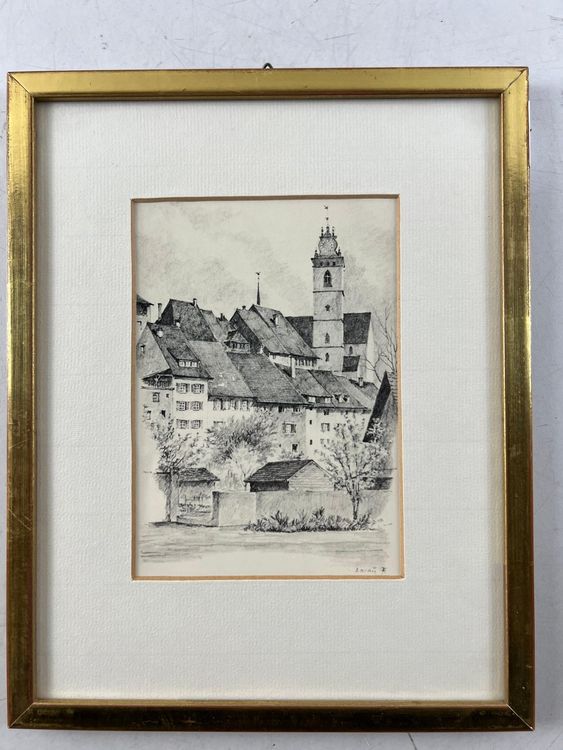 Aarau Stadtansicht Grafik Jakob Eschenmoser gerahmt (Gebraucht) in Neuhausen am Rheinfall für ...