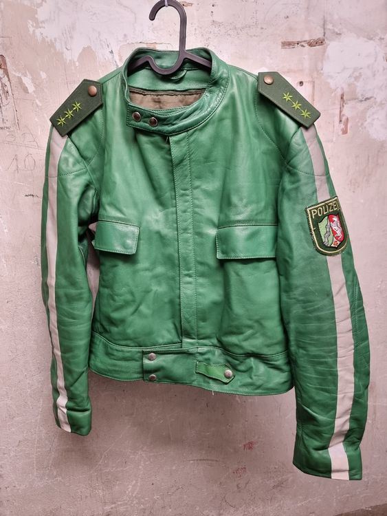 Grüne Polizei Lederjacke + Hose Gr. 52 Motorrad Vintage (Gebraucht) in ...