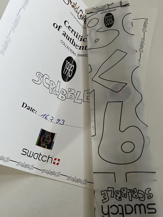 Swatch Scribble 1993, Nuovo con Certificato di Autenticità (Neu und originalverpackt) in Chiasso ...