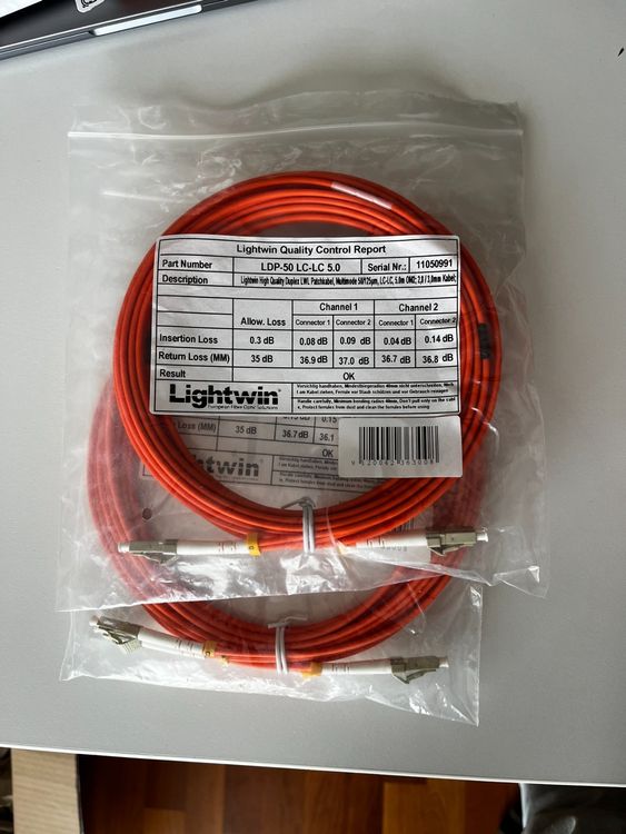 2x Lightwin LDP-50 - 5m LC-LC MM OM2 Patch cables | Kaufen auf Ricardo