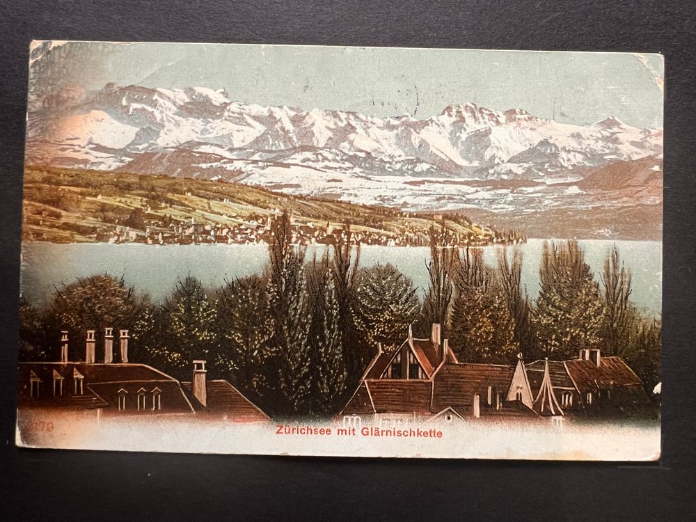 Postkarte Zürichsee mit Glärnisch1906 Litho (P429) (Gebraucht) in Hinwil für CHF 40 – mit ...