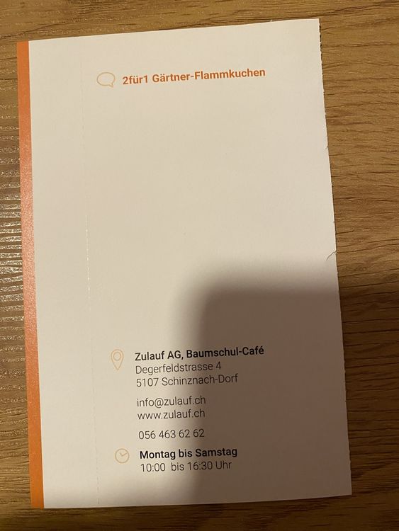 2:1 Gutschein Flammkuchen in Schinznach-Dorf (Neu (gemäss Beschreibung)) in Liestal für CHF 1 ...