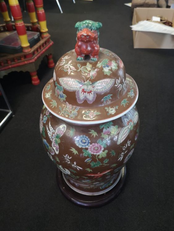 Chinesische Ching Dynasty Porzellan China Vase mitDeckel49cm (Gebraucht ...