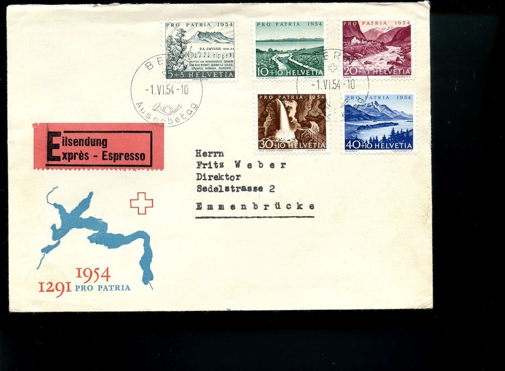 PRO PATRIA 1954 R-FDC / ERSTTAGBRIEF (Gebraucht) in Oud-Turnhout für CHF 18 – mit Lieferung auf ...