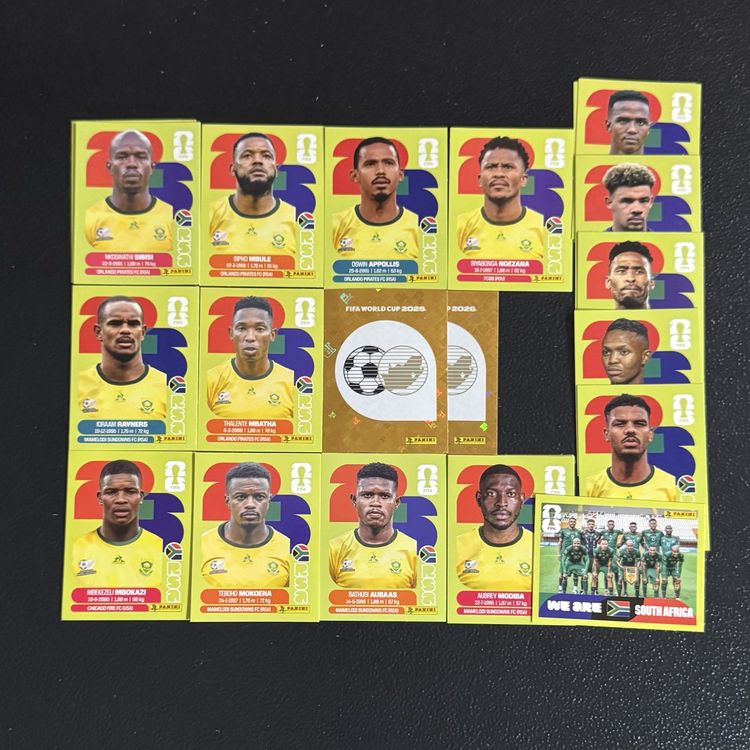 Südafrika Panini Sticker FIFA WM 2026 Team Lot 25 Stück (Neu (gemäss ...