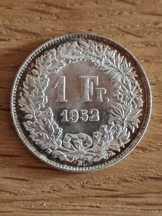 1 Franken 1952 unz. - Silber - Kat. Fr. 12.--! (Gebraucht) in Mels für ...