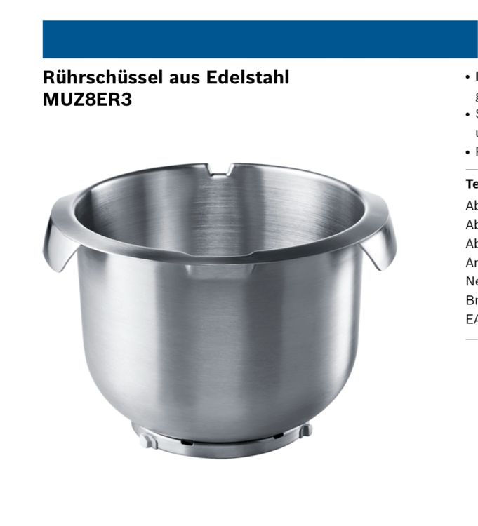 Bosch Rührschüssel Edelstahl MaxxiMUM Originalverpackt | Kaufen auf Ricardo