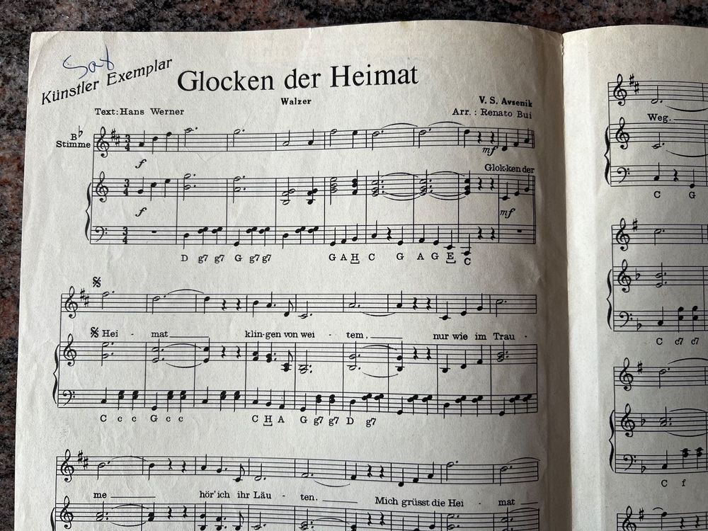 Noten Antik - Erinnerung, Glocken der Heimat - V.S.Avsenik (Gebraucht ...