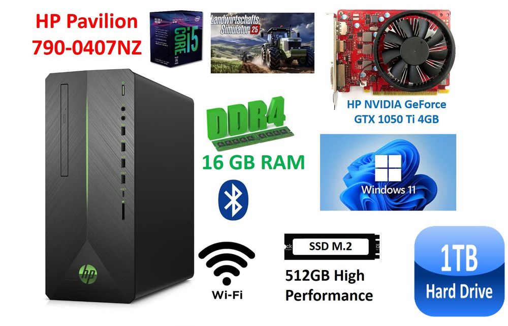 LS25 Gaming PC HP 790 i5 GTX 1050Ti 4GB 16GB 512GB NVME 1TB (Gebraucht) in Meggen für CHF 360 ...