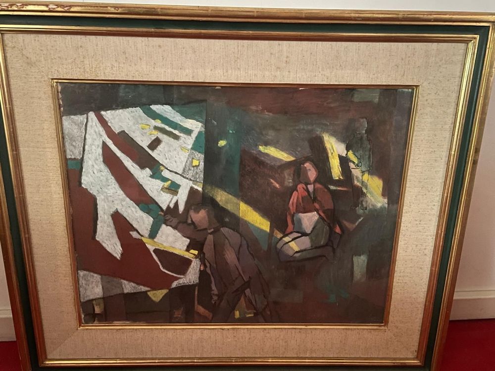 Gemälde Paul Ackerman, 1965.Öl,Kreide, Tusch auf Papier, sig (Gebraucht ...