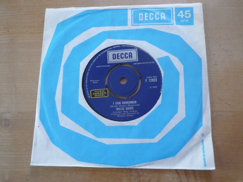 Billie Davis – I Can Remember - UK 1969 - Decca – F 12923 (Neu und ...