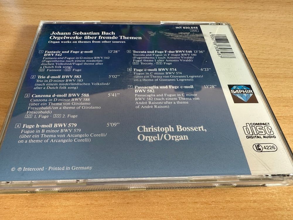 Johann Sebastian Bach - Christoph Bossert – Orgelwerke Über (Gebraucht ...