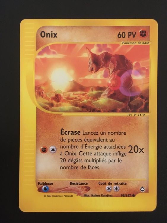RARE: Pokémon Aquapolis (2003): Onix 98/147 FR (Neuf (Voir description ...