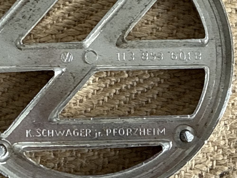 VW Käfer Logo Emblem, K.Schwager Jr. Pforzheim, Rarität! (Gebraucht) in ...