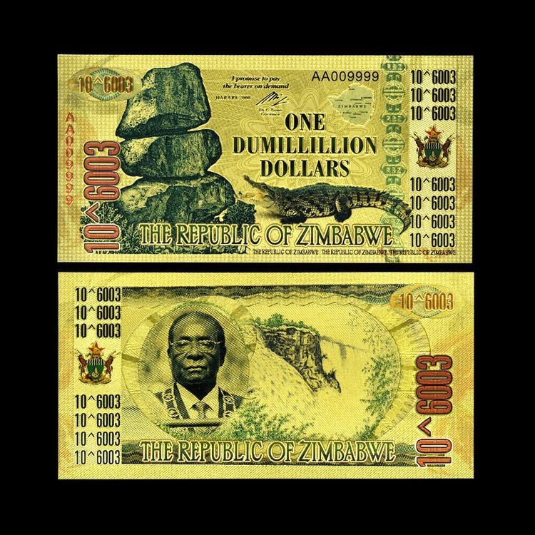 Zimbabwe 1 Dumillillion Dollars 24K Gold Foil Banknote | Kaufen auf Ricardo