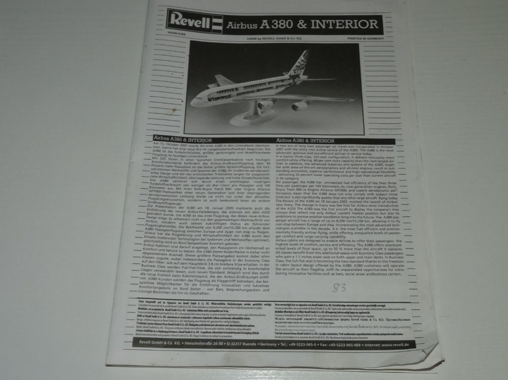 Revell 04259, 1:144, Airbus A 380, mit Interior, Bausatz, (Neu (gemäss ...