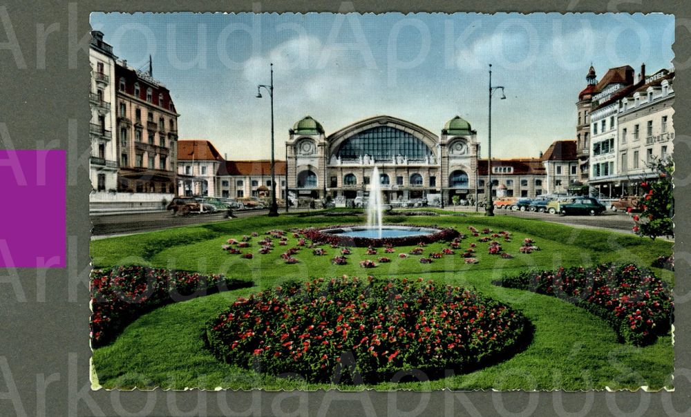 AK color Basel BS Bahnhof SBB kolorierte SW- Photo ≈ 1953 (Gebraucht ...