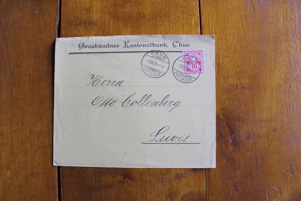 1905 Brief Graubündner Kant. Bank, Chur nach Luvis via Ilanz (Gebraucht ...