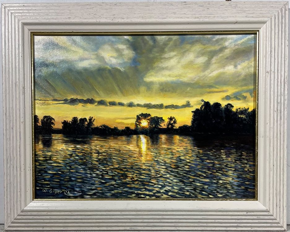 Walter Giger - Seelandschaft Gemälde in Sonnenuntergang | Kaufen auf Ricardo