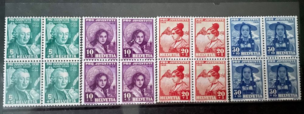 Pro Juventute 1938, schöner 4er Blocksatz, Trachten ** /42.- (Neu (gemäss Beschreibung)) in ...