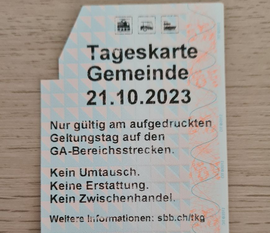 GA Tageskarte SBB 21.10.2023 (Neu und originalverpackt) in Grüningen ...