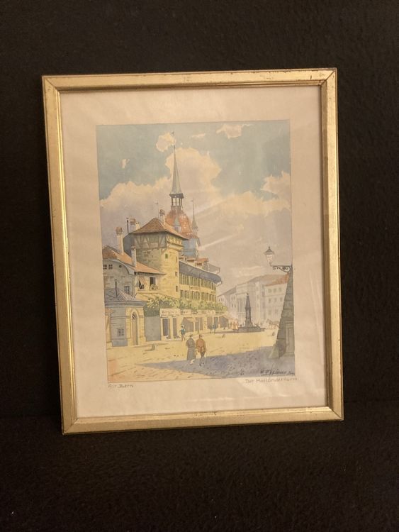 Aquarell - Walter Eggimann - Der Holländerturm in Bern | Kaufen auf Ricardo