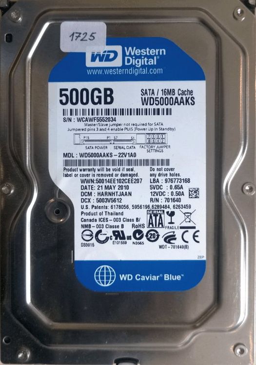 WD5000AAKS-22V1A0 500GB HDD WD Caviar Blue 100% Tested | Kaufen auf Ricardo WD5000AAKS-22V1A0 500GB HDD WD Caviar Blue 100% Tested | Kaufen auf Ricardo