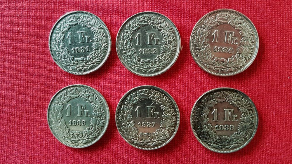 6 x 1 Fr rare Silbermünzen 1931-1932-1934-1936-1937-1939 | Kaufen auf Ricardo