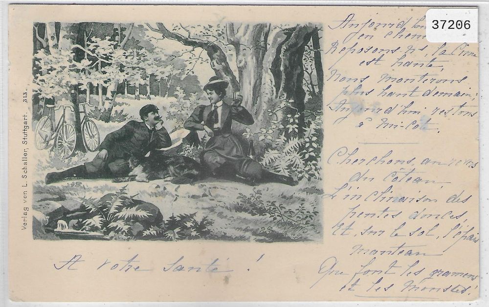 All Heil! Liebespaar im Grünen mit Fahrrad Velo 1898 (Gebraucht) in für ...