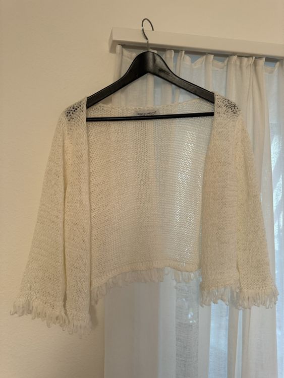 Weisser Strick-Fransen-Cardigan, Gr. S | Kaufen auf Ricardo