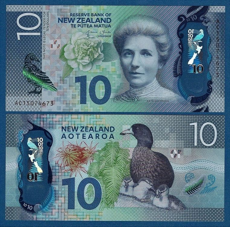 10 DOLLARS NEW ZEALAND POLYMER UNC (Neu und originalverpackt) in Auw ...