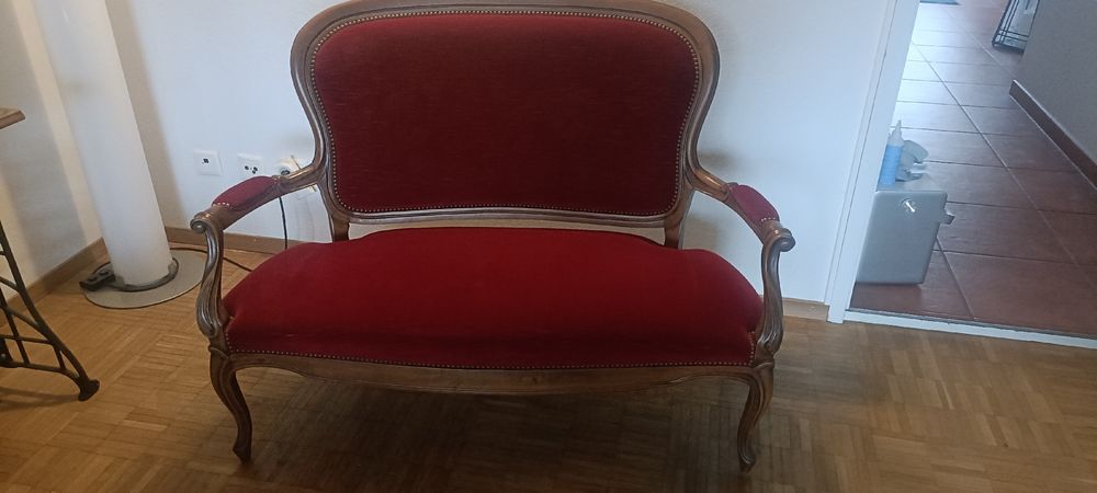 Antiker Louis XV Stil Sessel Zweisitzer Sofa Barock Rot (Gebraucht) in ...