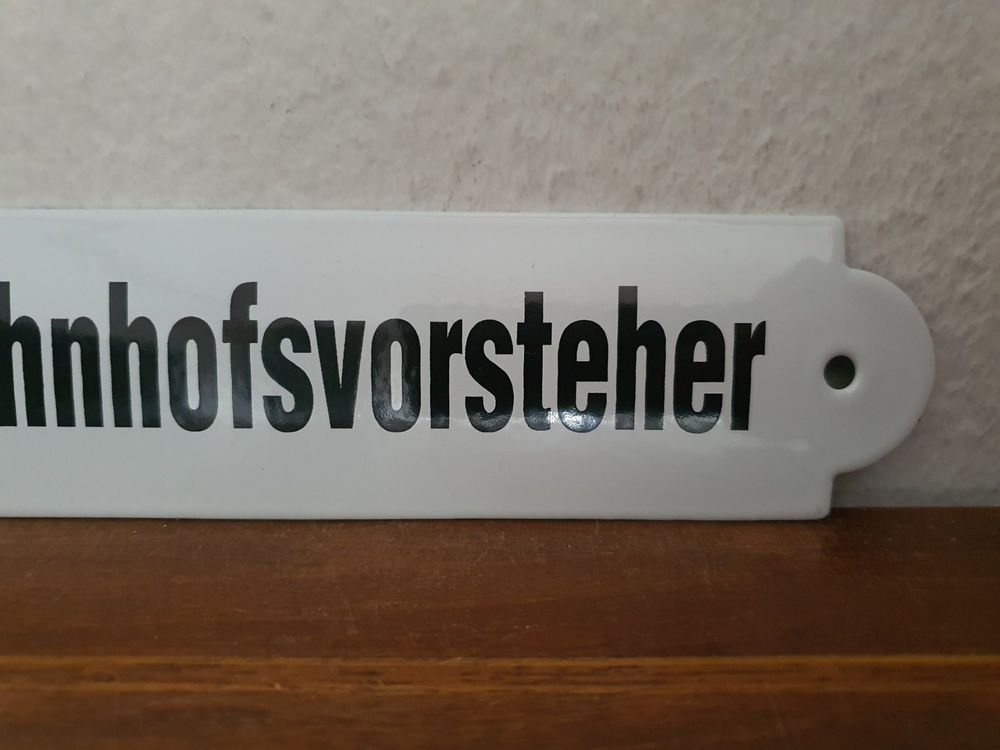 Emailschild Bahnhofsvorsteher Zug Bahn Tram Emaille Schild (Neu (gemäss Beschreibung)) in ...