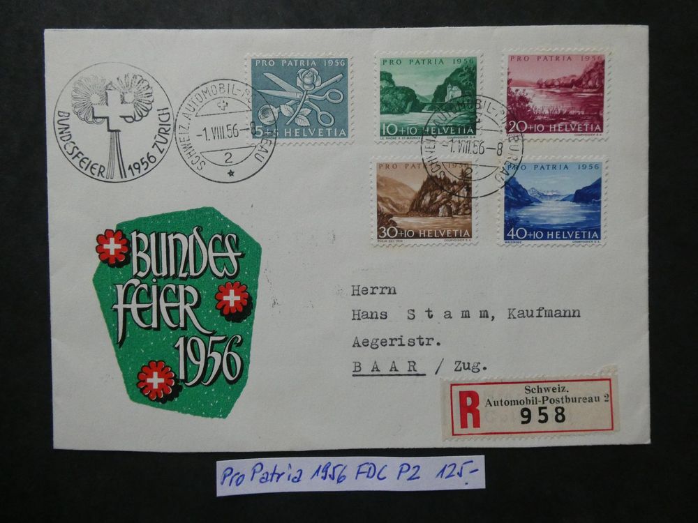 Pro Patria 1956 auf FDC P2 | Kaufen auf Ricardo