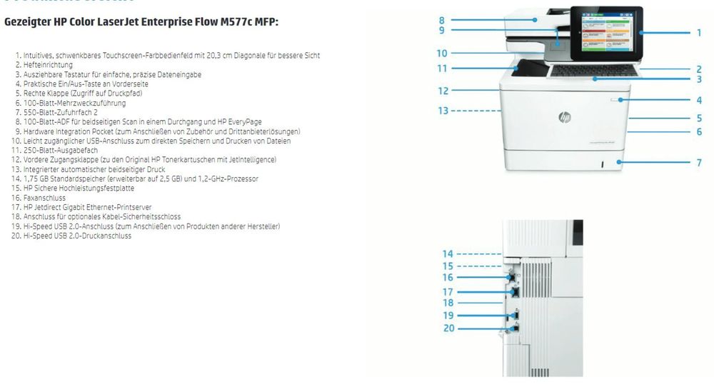 HP Color LaserJet Enterprise Flow M577c, Top A4 Color MFP (Gebraucht ...