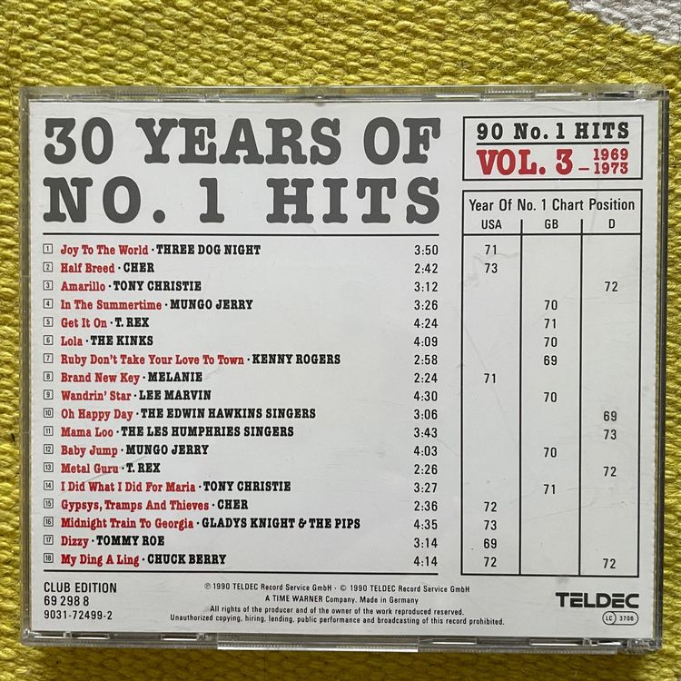 30 YEARS OF NO.1 HITS-VOL.3 1969-1973 | Kaufen auf Ricardo