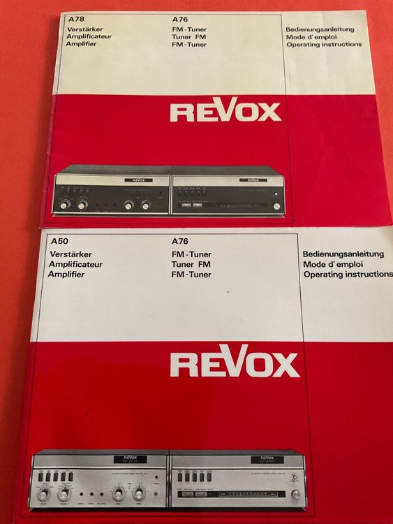 ReVox A50,A76, A78 Bedienungsanleitungen (Gebraucht) in Langenthal für CHF 8 – mit Lieferung auf ...