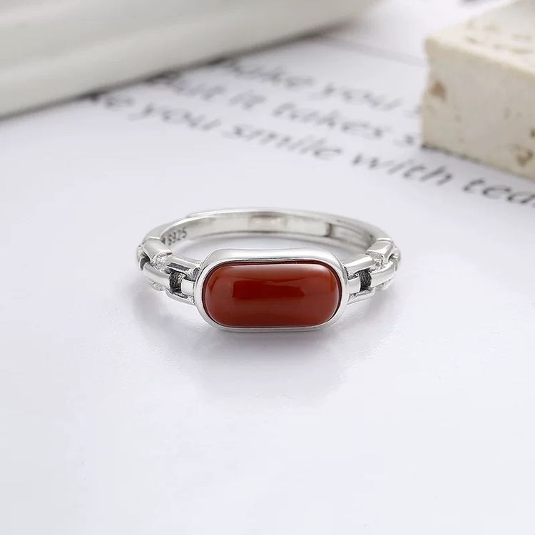 Neu aus China! 925 Silberring mit Südroter Achat ~南红 elegant (Neu ...