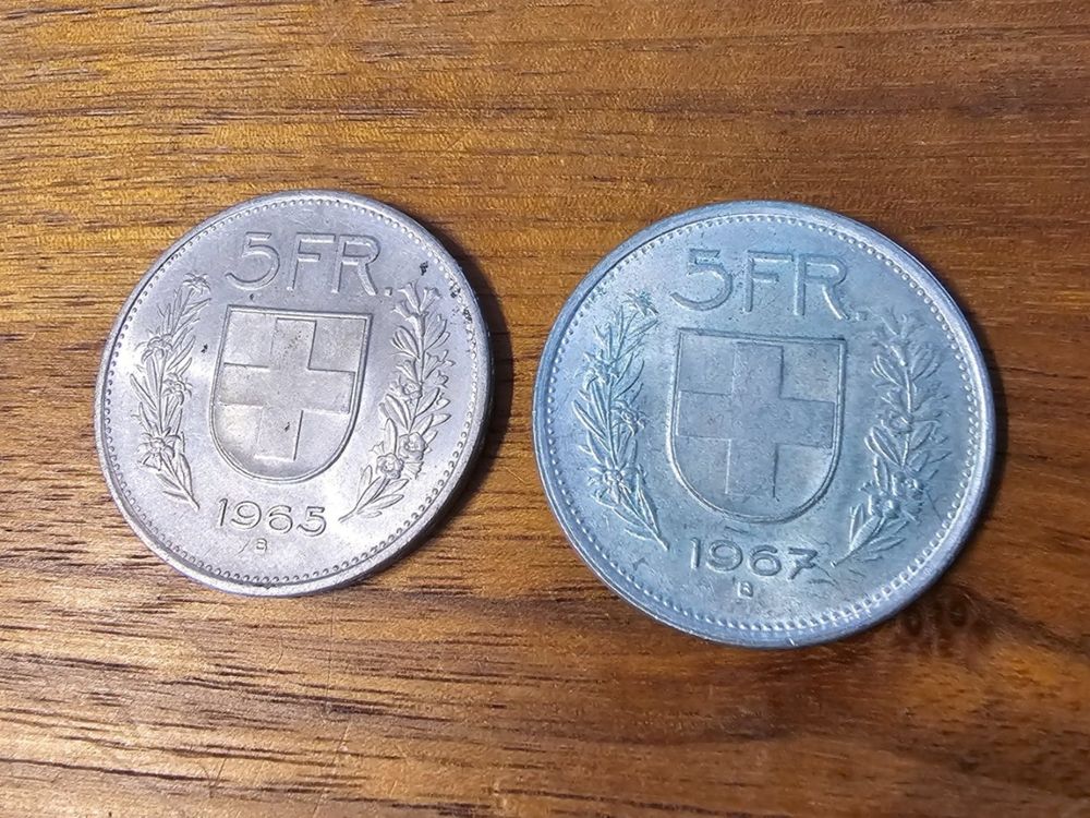 2X 5 Franken 1965, 1967 Silber Münze ab 1.- | Kaufen auf Ricardo