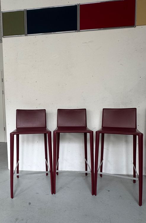 3x Arper Barhocker – Modell “Norma 1713” | Echtleder bordeau (Gebraucht ...