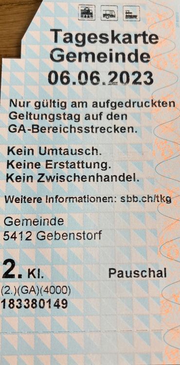Sbb GA Tageskarte 6.6.2023 | Kaufen auf Ricardo