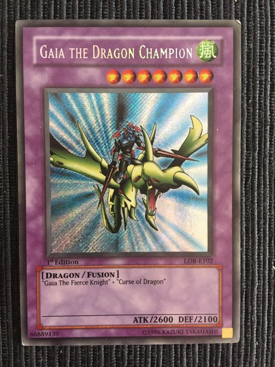 Yugioh Gaia the Dragon Champions 1. Edition Secret Rare LOB (Neu und ...