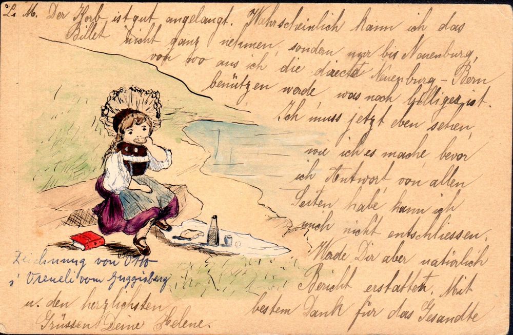 1902 SCHÖNE POSTKARTE MIT FREIHANDZEICHNUNG - AB133 | Kaufen auf Ricardo