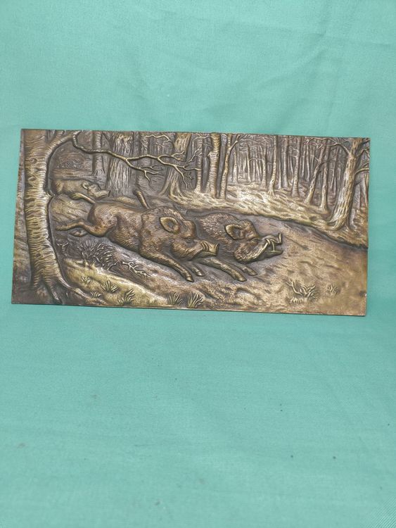 FAM . WILDSCHWEIN RELIEF BRONZE HANDARBEIT SAMMLERSTÜCK | Kaufen auf ...