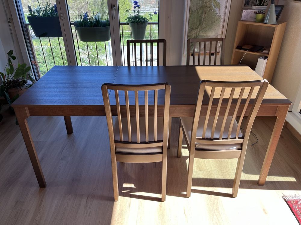 IKEA Esstisch EKEDALEN + 4 Stühle ausziehbar dunkelbraun (Gebraucht) in ...