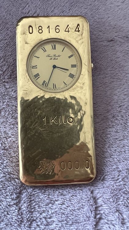 Tischuhr jean Roulet le locle Kilo Gold Desk Clock (Gebraucht) in ...