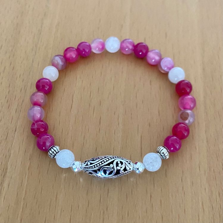 Rosa Achat und Mondstein Armband/Bracelet en agate rose (Neu und originalverpackt) in Genève für ...